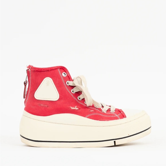 R13 | Shoes | R3 Red And White Hightop Sneakers With Retro Design ...